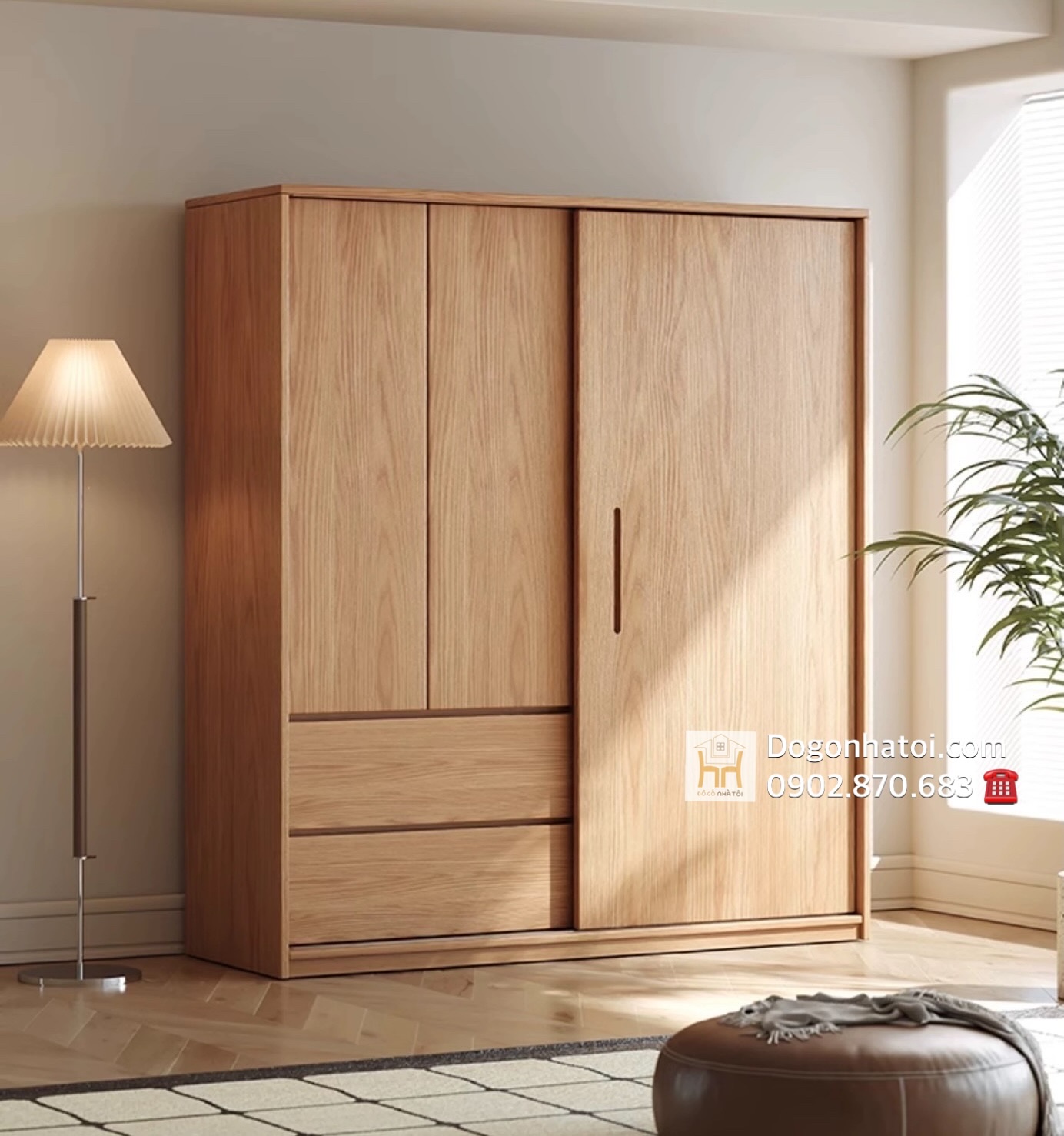 Tủ Áo Gỗ Sồi C2m X D1m8 (3.600k/m2)